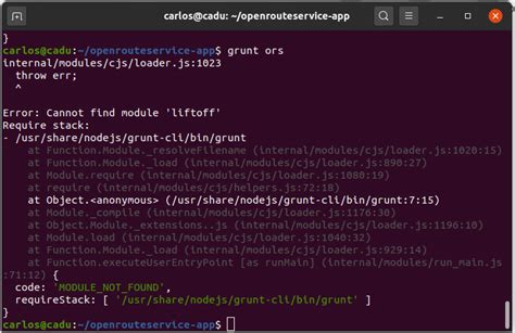 cannot find module liftoff openrouteservice openrouteservice