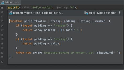 viewing definition webstorm