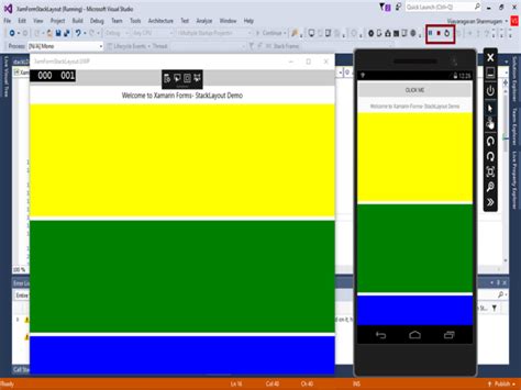stacklayout in xamarin forms application for android and universal