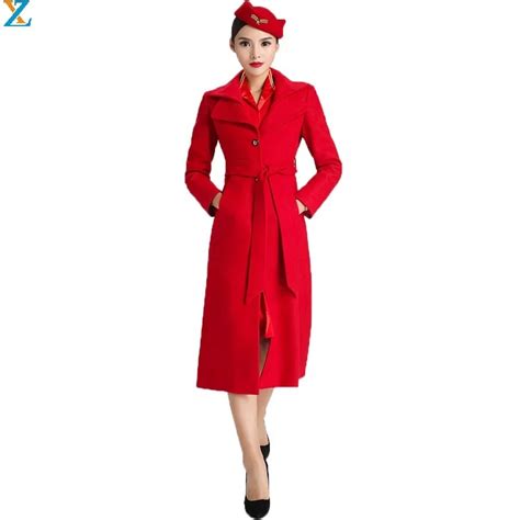 Flight Attendant Uniform Fashion Red Blazer Skirt Airline Stewardess
