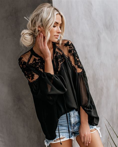 Formal Invitation Lace Blouse Black
