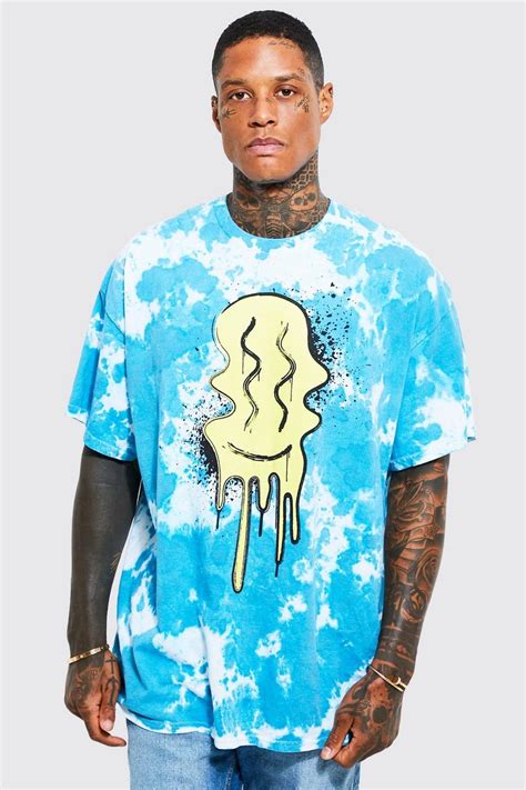 Oversized Tie Dye Trippy Face T Shirt Boohoo