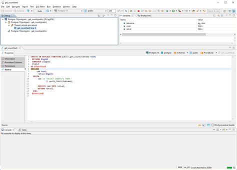 sql editor debug postgresql debugger 《dbeaver