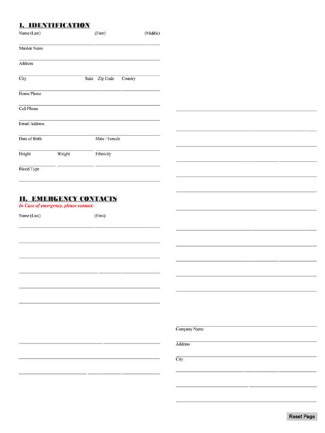 personal health record template fill online printable fillable