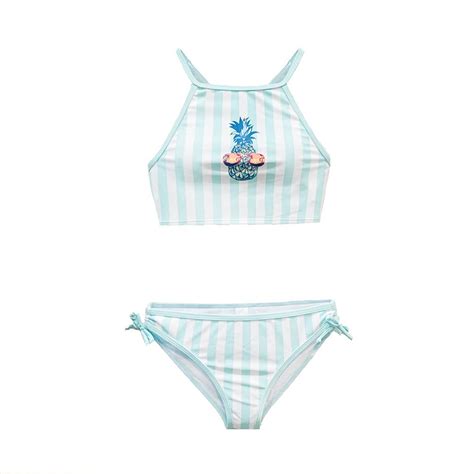 Limeapple Pineapple Printed Tankini Two Piece Set Patriot Swimwear