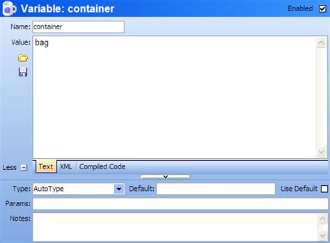 enabled determines if this variable is enabled or disabled name