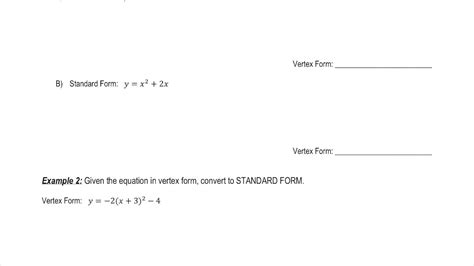 converting standard and vertex forms youtube