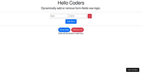 add remove form field react codesandbox