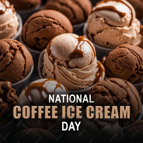 Premium Psd National Coffee Ice Cream Day Background Generative Ai