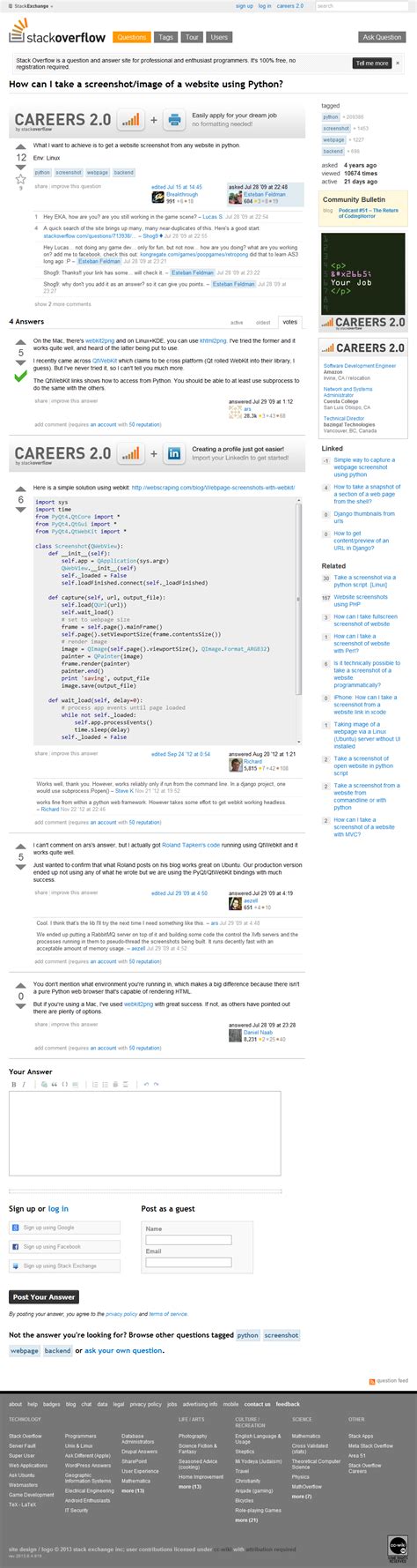 python — pythonを使用してwebサイトのスクリーンショット 画像を取得するにはどうすればよいですか？