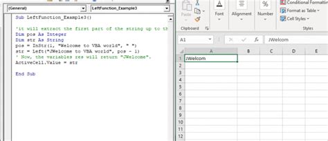 excel vba left function tutorial and example