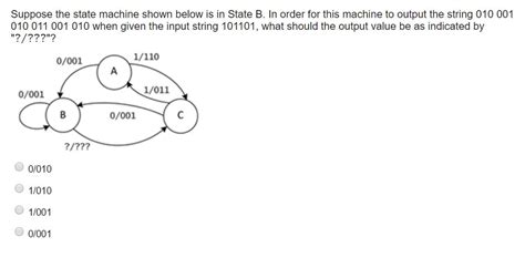 solved suppose the state machine shown below is in state b