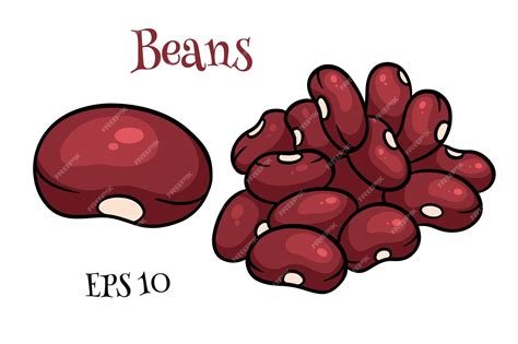 Conjunto De Frijoles Frijoles Rojos Frescos En Un Estilo De Dibujos