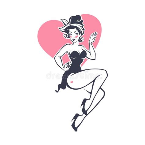 Pinup Girl Onheart Shape Background For Youe Logo Label Print Emblem
