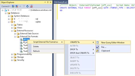 dump ddl for external file format azure sql dw stack overflow