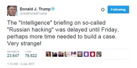 Trump Tweetwatch Intelligence Agencies Taking One Last Shot Bbc News