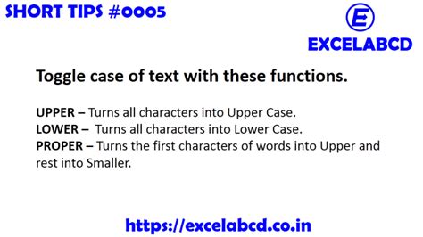 short tips 0005 toggle case of text excelabcd