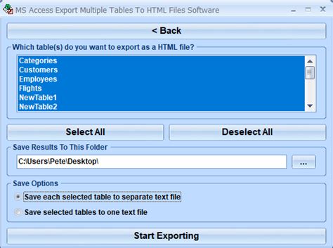 ms access export multiple tables to html files software