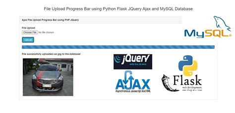 file upload progress bar using python flask jquery ajax and mysql