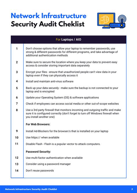 checklist for network devices security developers and agencies