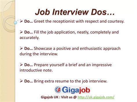 Job Interview Dos And Donts Ppt