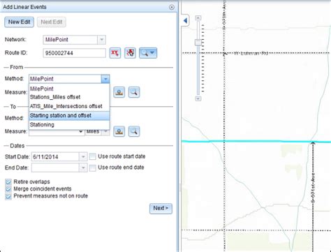 adding linear events to a route from a referent offset location—event