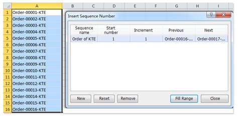 how to quickly insert unique sequence numbers in excel