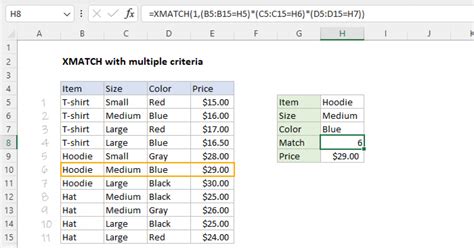 xmatch with multiple criteria excel formula exceljet