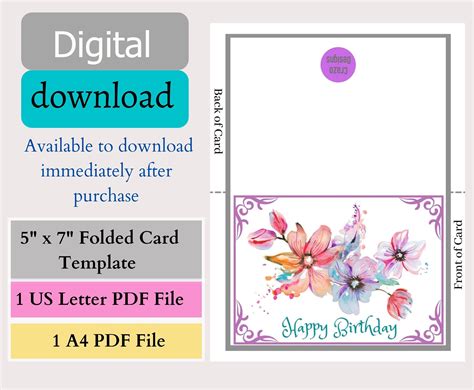 Watercolor Flower Happy Birthday Card Happy Birthday Card For Her