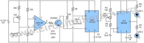 sound activated 555 led flasher circuit diagram