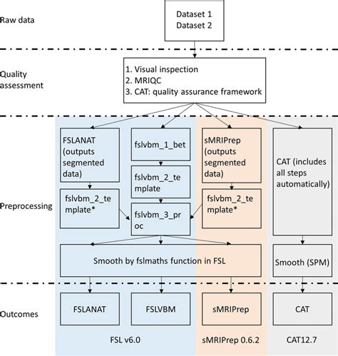 overview flowchart of preprocessing steps across four pipelines given