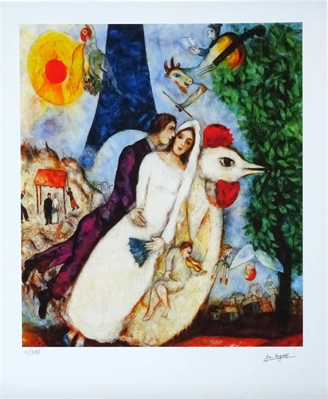 Marc Chagall Bride And Groom Of The Eiffel Tower 11 375 Subasta
