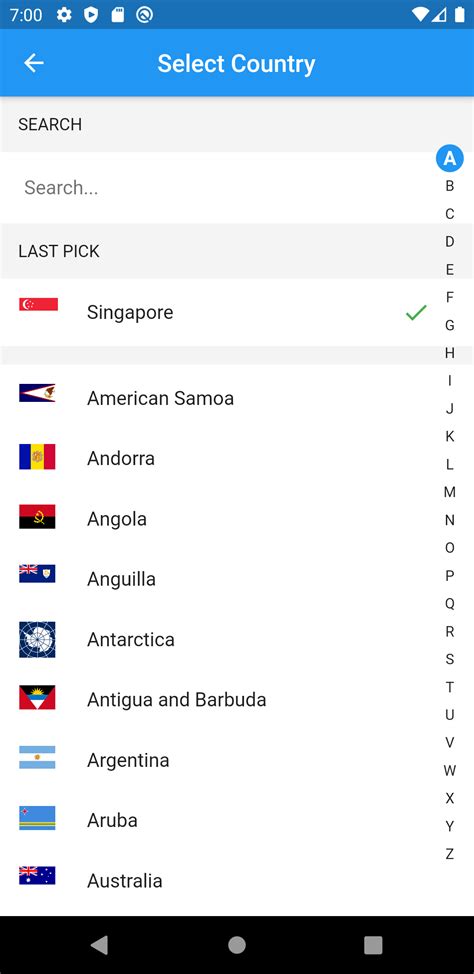 flutter package to show and pick country code