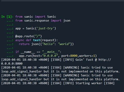 python 3 x sanic tried to use loop add signal handler