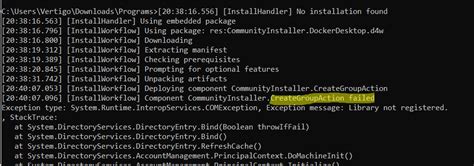 docker windows installation failed library not registered microsoft