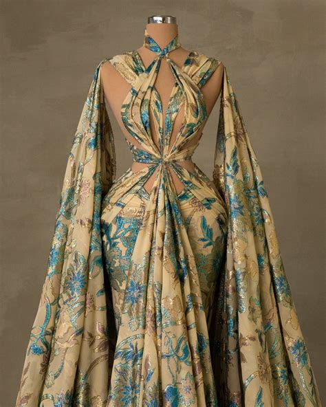 Khloie Cut Outs Dress With Side Cape Blini Fashion House Beige Blue