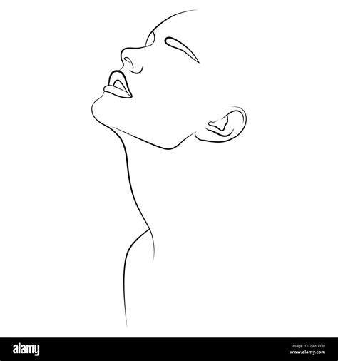 Continuous Line Drawing Of A Womans Face Minimalist Female Beauty