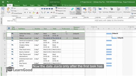microsoft project 2016 what are task dependencies 9 100 youtube