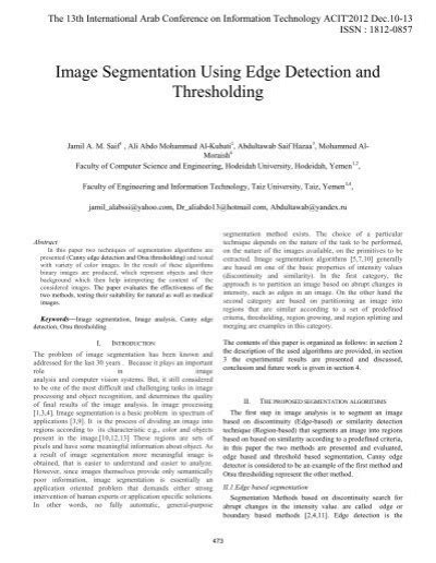 image segmentation using edge detection and thresholding acit