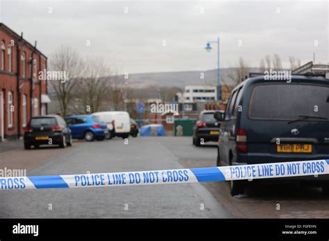 Rochdale Uk 19th Feb 2016 A Police Cordon Marking A Crime Scene In