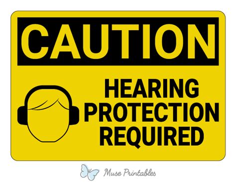 Printable Hearing Protection Required Caution Sign