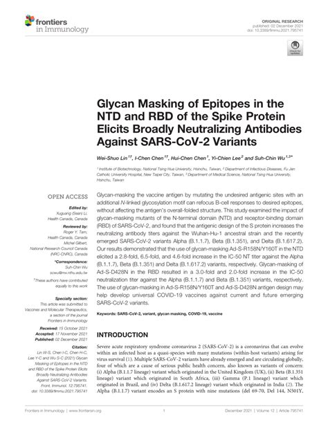 Pdf Glycan Masking Of Epitopes In The Ntd And Rbd Of The Spike