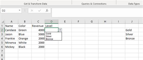 data validation for drop down menu in cell dig with data