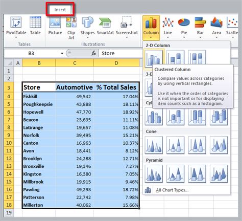 in excel how do you create more than one graph type in