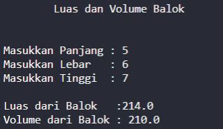 menghitung luas dan volume balok java codinglagi