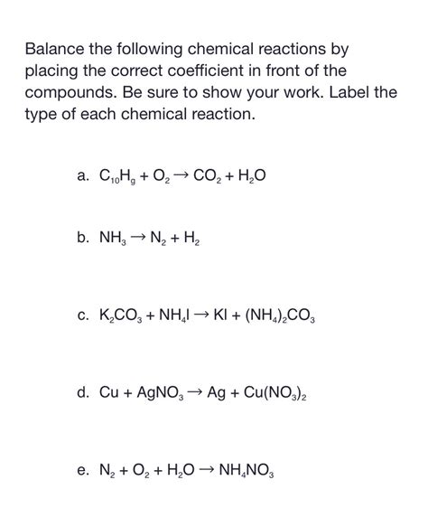 [solved] Balance The Following Chemical Reactions By Placing The