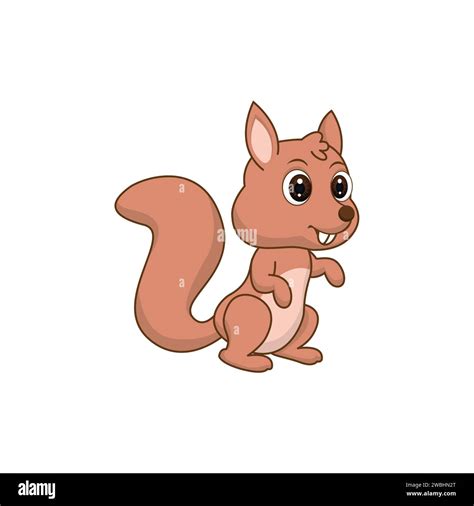Cute Squirrel Cartoon Style Isolated On White Background Vector