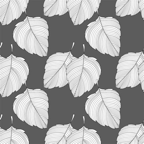 Premium Vector Seamless Pattern With Lined Outlines Of Tree Leaves