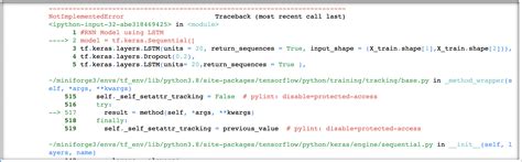 python lstm rnn error when running it on jupyter notebooks stack