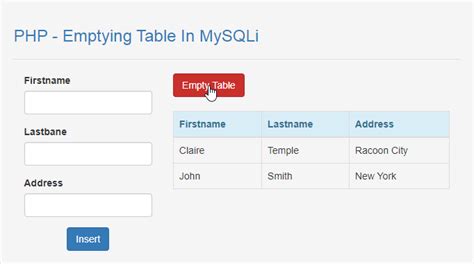 php emptying table in mysqli free source code projects and tutorials